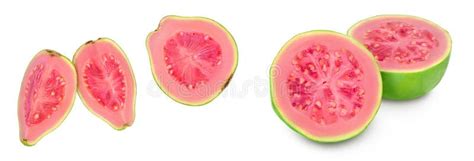 Guava Fruit Slices Isolated On White Background With Full Depth Of