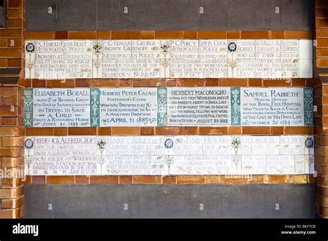 Memorial Tiles Postman S Park The City London England UK Stock