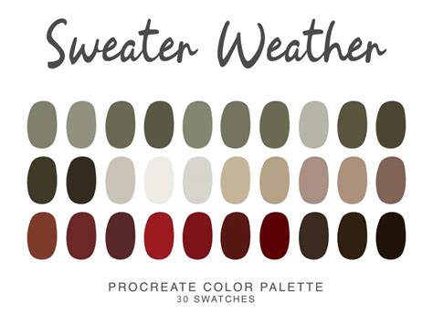 Christmas Procreate Color Palette Ipad Procreate Illustration Sweater Weather Color Swatches