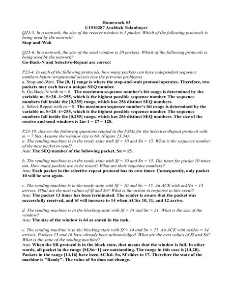 Networking Protocols Homework Stop And Wait Go Back N