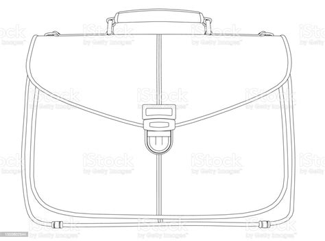 흰색 배경에 고립 된 검은 색 라인에서 비즈니스 가방의 윤곽 전면 보기입니다 벡터 일러스트레이션 가방에 대한 스톡 벡터 아트 및 기타 이미지 Istock