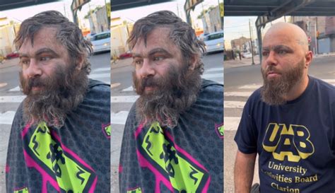 Barber Gives Homeless Man Free Haircut In Incredible Transformation To