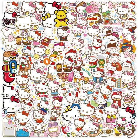 100pcs Hello Kitty Stickers Die Cut Vinyl Sticker Variety Pack Laptop