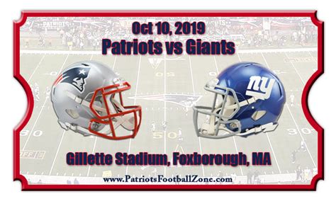 New England Patriots Vs New York Giants Football Tickets 101019