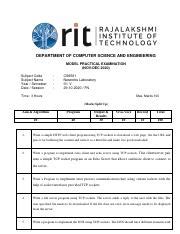 CS8581 NETWORKS LAB MODEL PRACTICAL EXAM QP Pdf DEPARTMENT OF