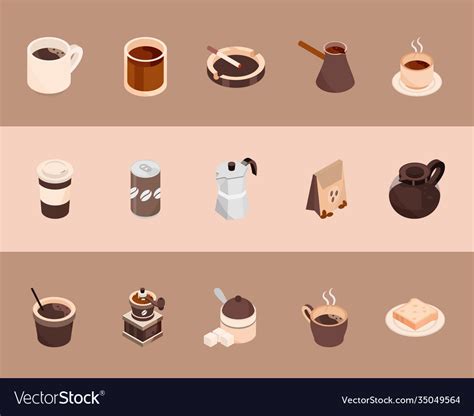 Alternative Coffee Brewing Methods Isometric Icons