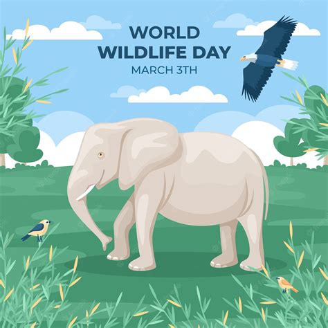 Premium Vector Flat World Wildlife Illustration With Flora And Fauna