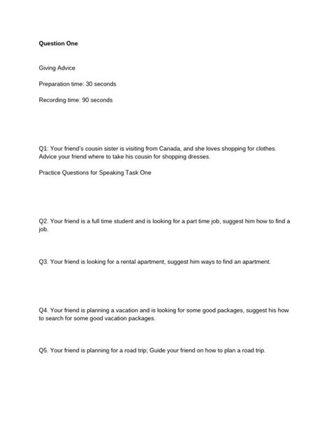 Celpip Speaking Tasks Example Pdf