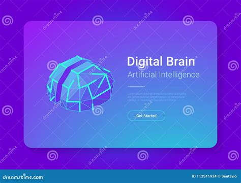 Digital Brain Isometric Flat Style Vector Design Concept Artificial Intelligence Technology Ai