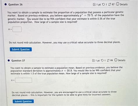 Solved Question 26 1 Pt 197 Details You Want To Obtain A