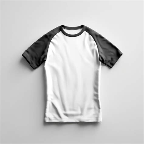 Пустой черно белый макет футболки с изолированным белым фоном Премиум Фото