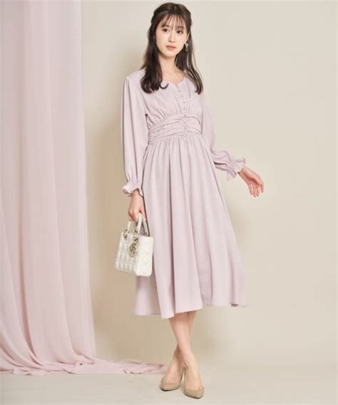 【セール 20off】袖口フリル付きフロント釦タック×シャーリングワンピース503782060 トッコクローゼットtocco