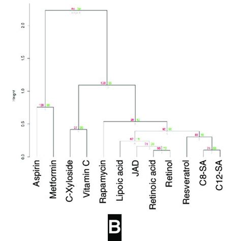 compound clustering dendrograms for a structural similarity b