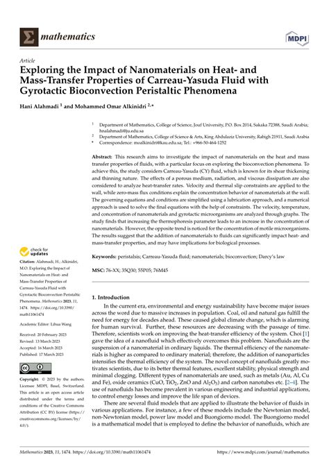 Pdf Exploring The Impact Of Nanomaterials On Heat And Mass Transfer Properties Of Carreau