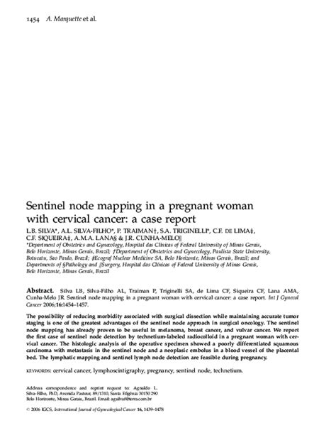 Pdf Sentinel Node Mapping In A Pregnant Woman With Cervical Cancer A Case Report