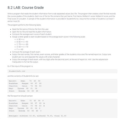 solved 8 2 lab course grade write a program that reads the