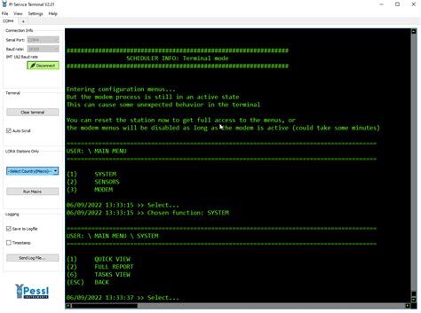 Create Log File With Pi Service Terminal Imetos 33 And Eco D3 Metos
