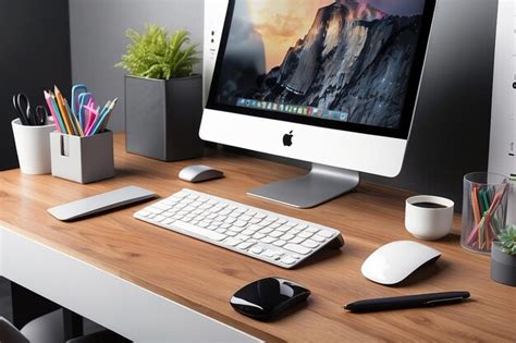 Modern Computer And Office Supplies On Wooden Table Designers Workplace