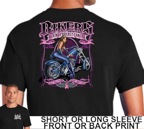 Bikers Against Breast Cancer Sexy Girl Custom Chopper Motorcycle Mens T