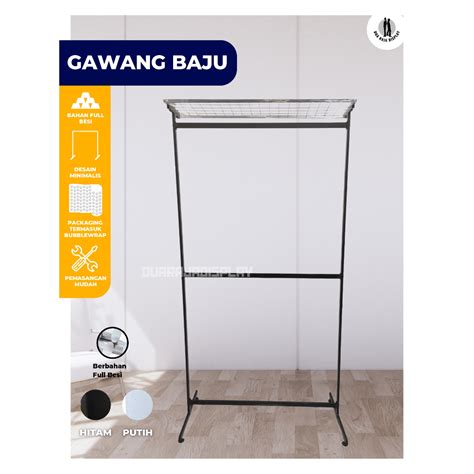 Jual DRJ Gawang Baju Rak Gantungan Baju Full Kotak Rak Ram 2 Tingkat