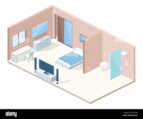 3d Hotel Room Illustration Stock Vector Images Alamy