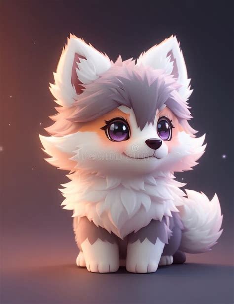 Cute Tiny Hyperrealistic Anime Wolf From Pokemon Generative AI Stock