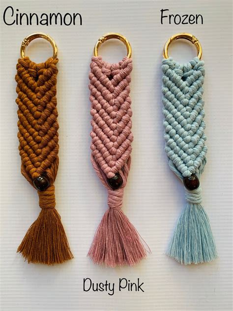 Macrame Keychain Keychain Macrame Key Ring Macrame Etsy