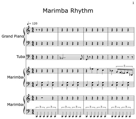 Marimba Rhythm Sheet Music For Piano Tuba Marimba