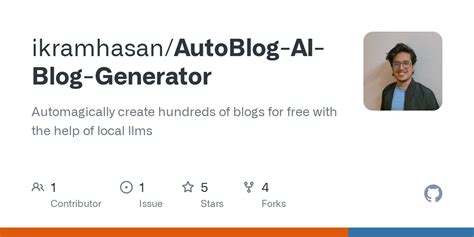 GitHub Ikramhasan AutoBlog AI Blog Generator Automagically Create