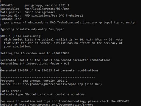 Gromacs Error With Energy Minimitzation ResearchGate