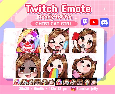 Twitch Emote Pack AMiNA Coconut Brown Hair Lavender Eyes Discord