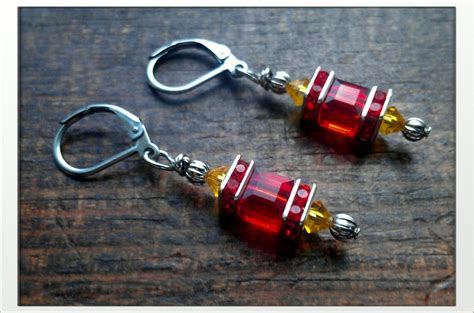 Kansas City Chiefs Earrings Red And Yellow Crystal Stainless Steel Etsy