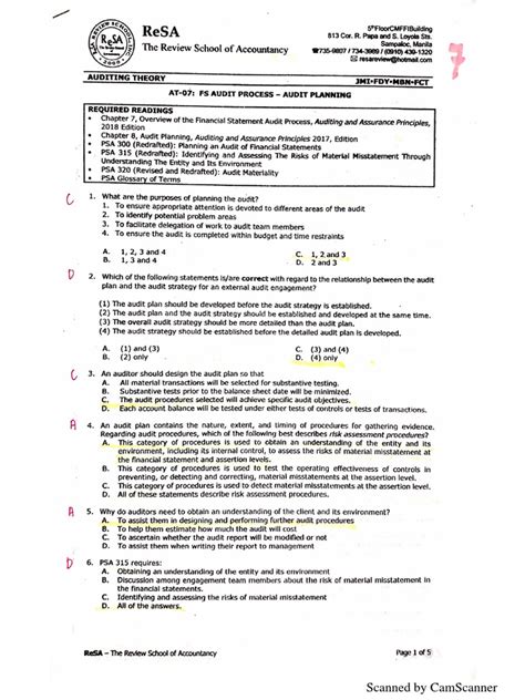 At 07 Fs Audit Process Audit Planning Pdf