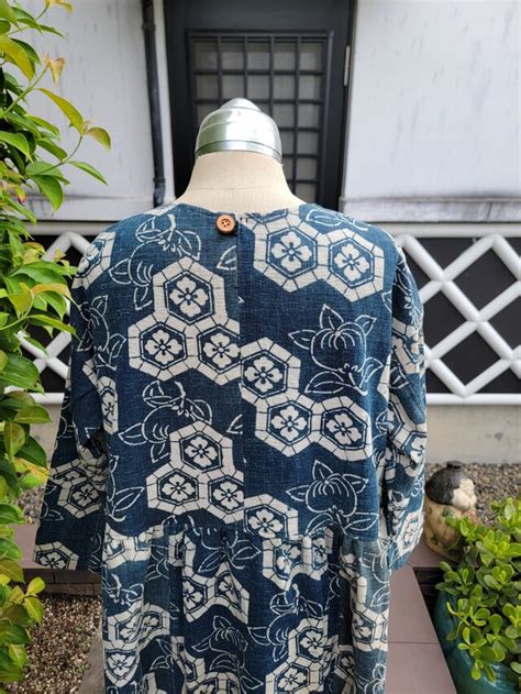 着物リメイク 古布 手作り 型染め ワンピース Iichi 日々の暮らしを心地よくするハンドメイドやアンティークのマーケットプレイス