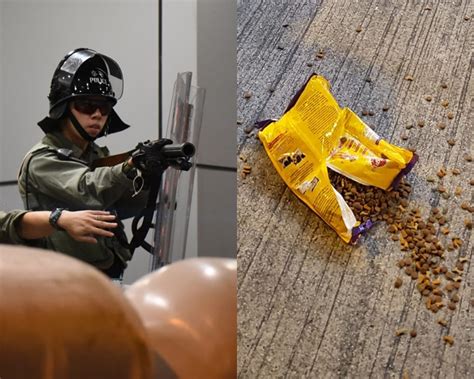 【修例風波】狗糧擲旺角警署 示威者持鏡反射警方強光燈 星島日報