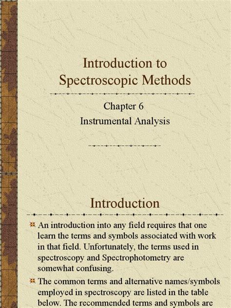 Introduction To Spectroscopic Methods Instrumental Analysis Pdf