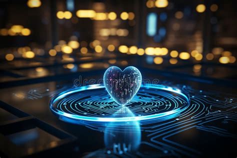 Fingerprint Scan Emblem Icon With Heart Pattern And Dash Line Design Stock Illustration