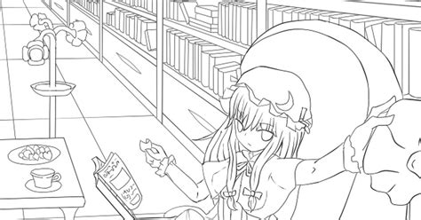 東方 パチュリー（線画） くろごむのイラスト Pixiv