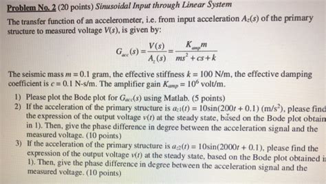 Solved Problem No Points Sinusoidal Input Through Chegg