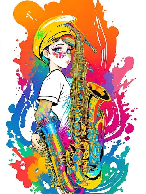 Premium Ai Image A Photo Of Very Beautiful Colorful Saxophone Ai
