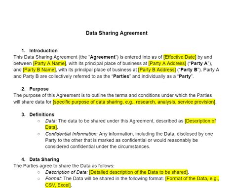 Data Sharing Agreement Template Freshdox
