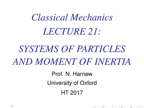 Solution Classical Mechanics Handout Docx Lecture System Of Particles And Moment Of Inertia