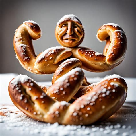 A Large Soft Pretzel Fresh Out Of The Oven Twisted Into The Shape Of