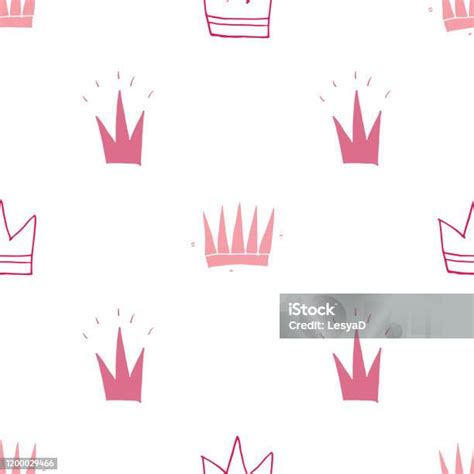 크라운 원활한 패턴 손으로 그린 로얄 낙서 배경 벡터 일러스트 공주에 대한 스톡 벡터 아트 및 기타 이미지 공주 낙서