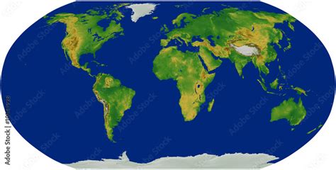 Robinson World Map With Terrain Stock Illustration Adobe Stock
