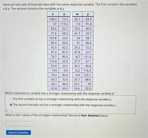 solved al here are two sets of bivariate data with the same