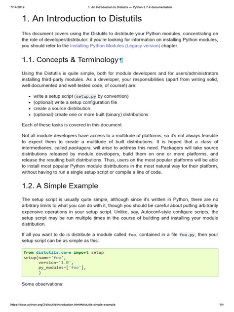 An Introduction To Distutils Python 374 Documentation Pdf Python Programming Language