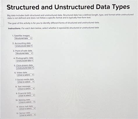Solved Structured And Unstructured Data TypesBig Data Chegg