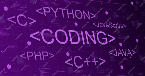 Premium Photo Programming Languages On Tech Purple Background With