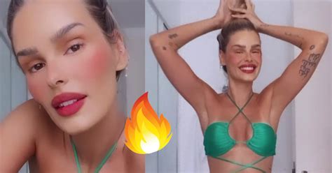 Yasmin Brunet exibe virilha lisinha em biquíni cavadíssimo e fã se